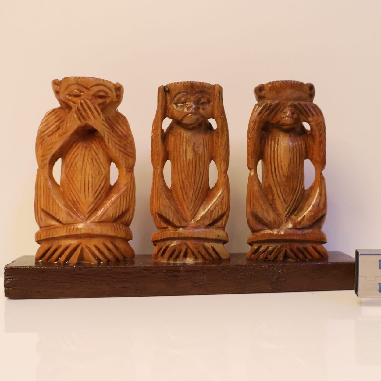 Miniature Wooden Three Wise Monkeys – UPR World